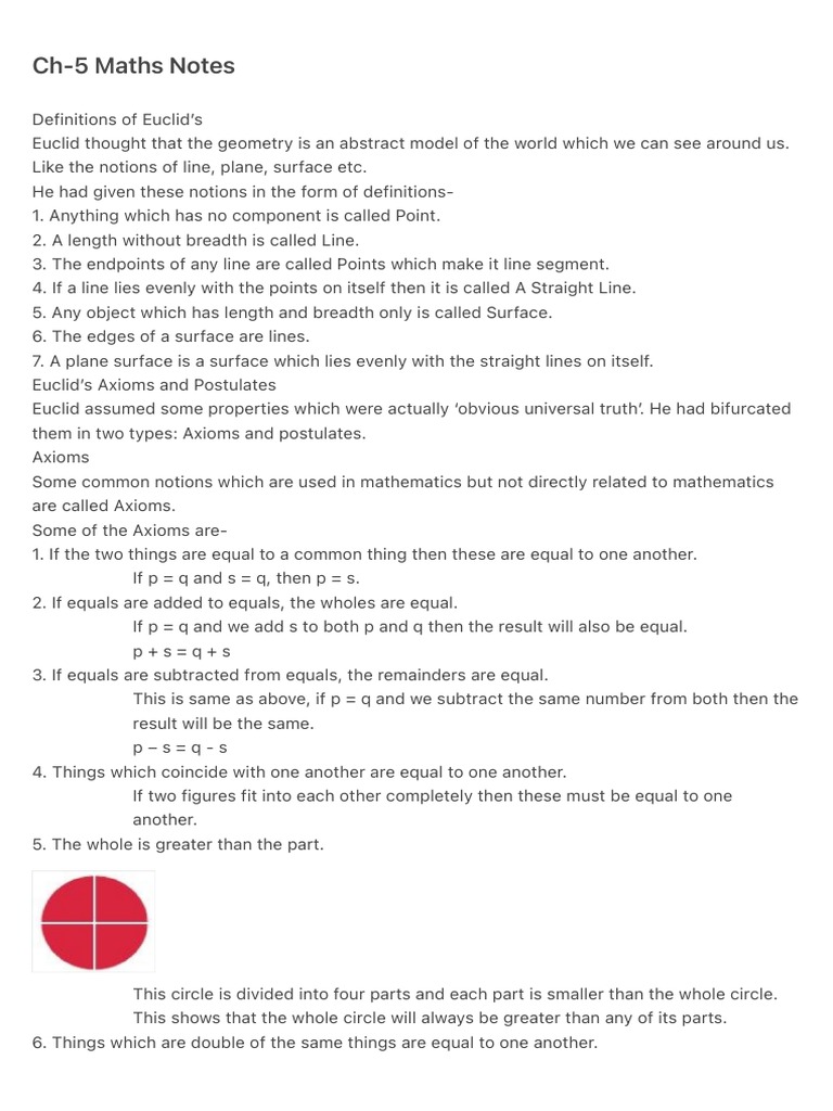 Ch-5 Maths Notes | PDF | Line (Geometry) | Axiom