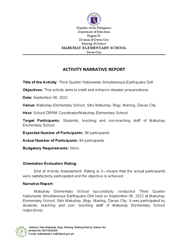Activity Narrative Report | PDF