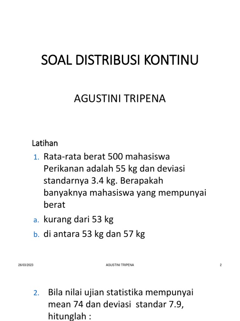 Contoh Soal Distribusi Peluang Kontinu | PDF