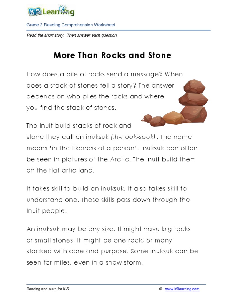 More Than Rocks and Stone: Grade 2 Reading Comprehension Worksheet | PDF