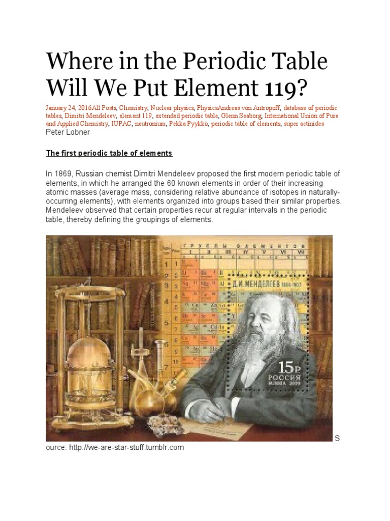 09.where in The Periodic Table Will We Put Element 119 | PDF | Chemical ...