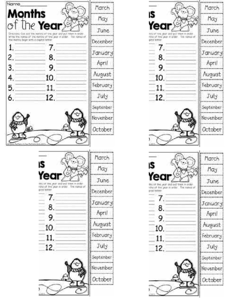 Hoja de Trabajo de Los Meses Del Año/months of The Year | PDF