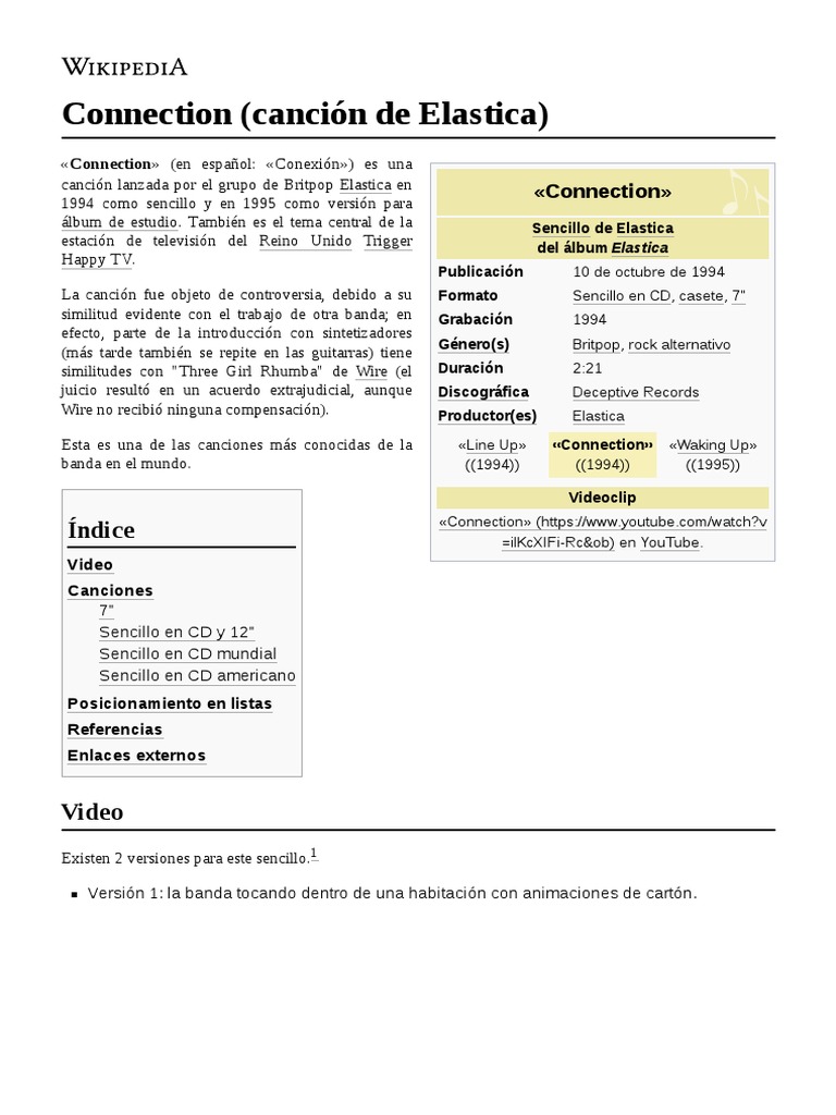 Connection (Canción de Elastica) | PDF | Industria de la música ...