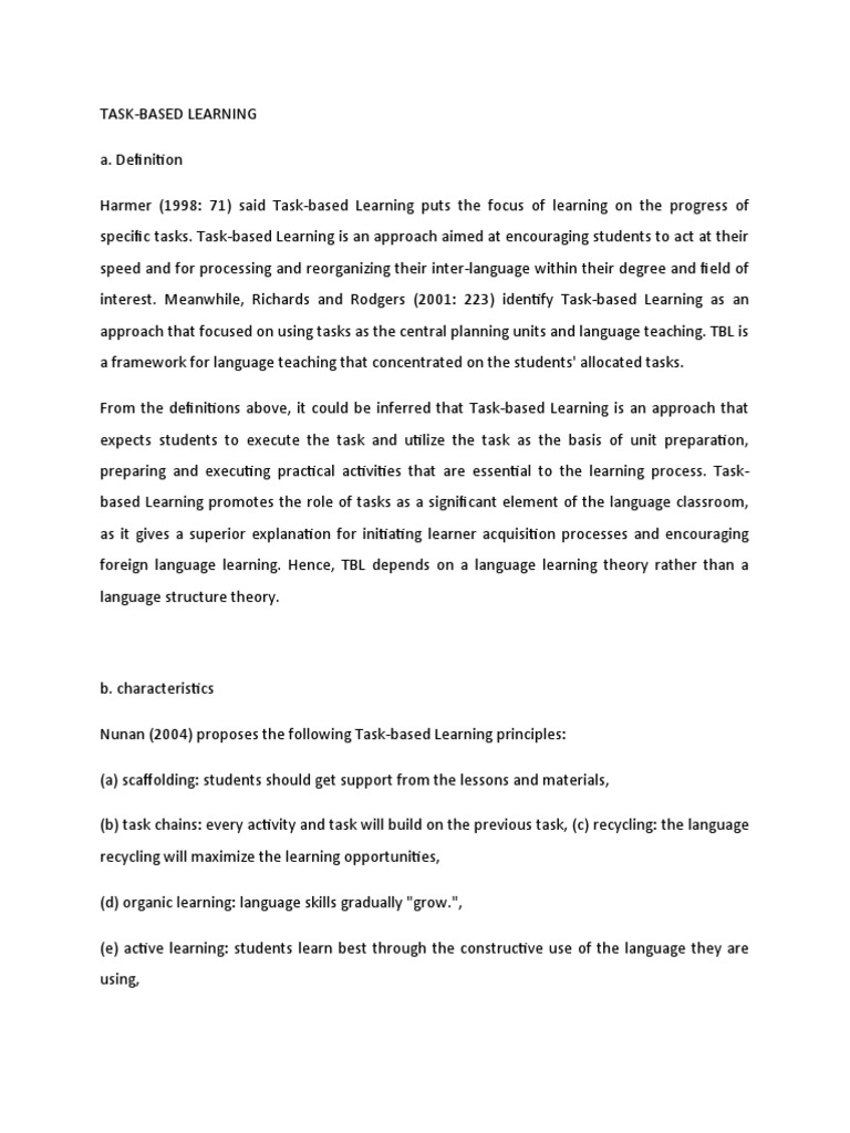 Task Based Learning | PDF | Language Education | Learning