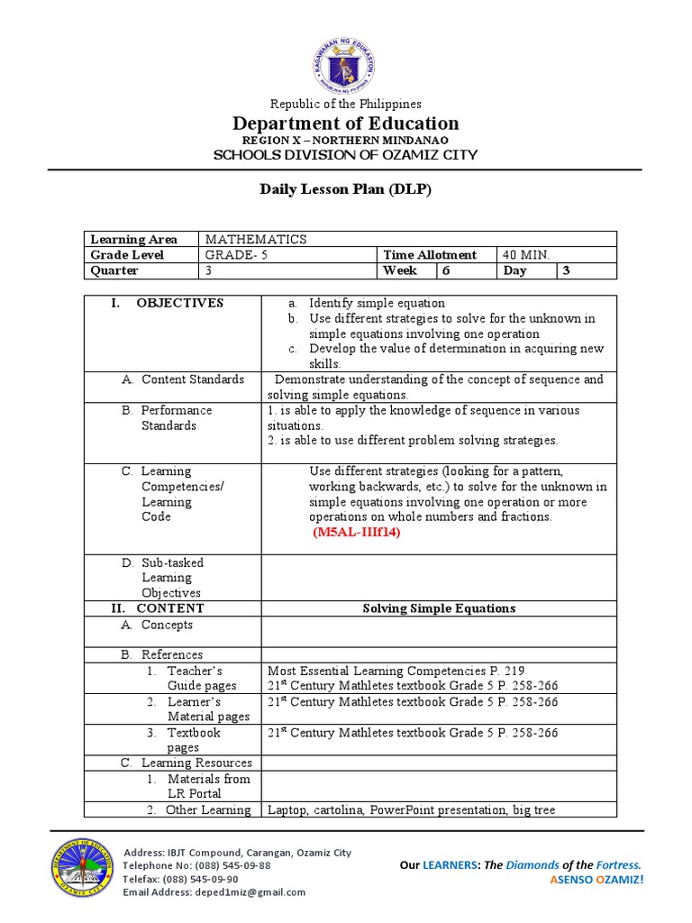 DLP-cot MATH 5 Week 6 | PDF | Learning | Equations