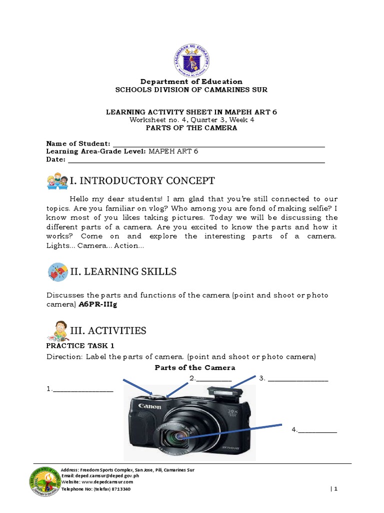 LAS4 Week4 Arts6 Partsofthecamera | PDF | Camera | Shutter (Photography)