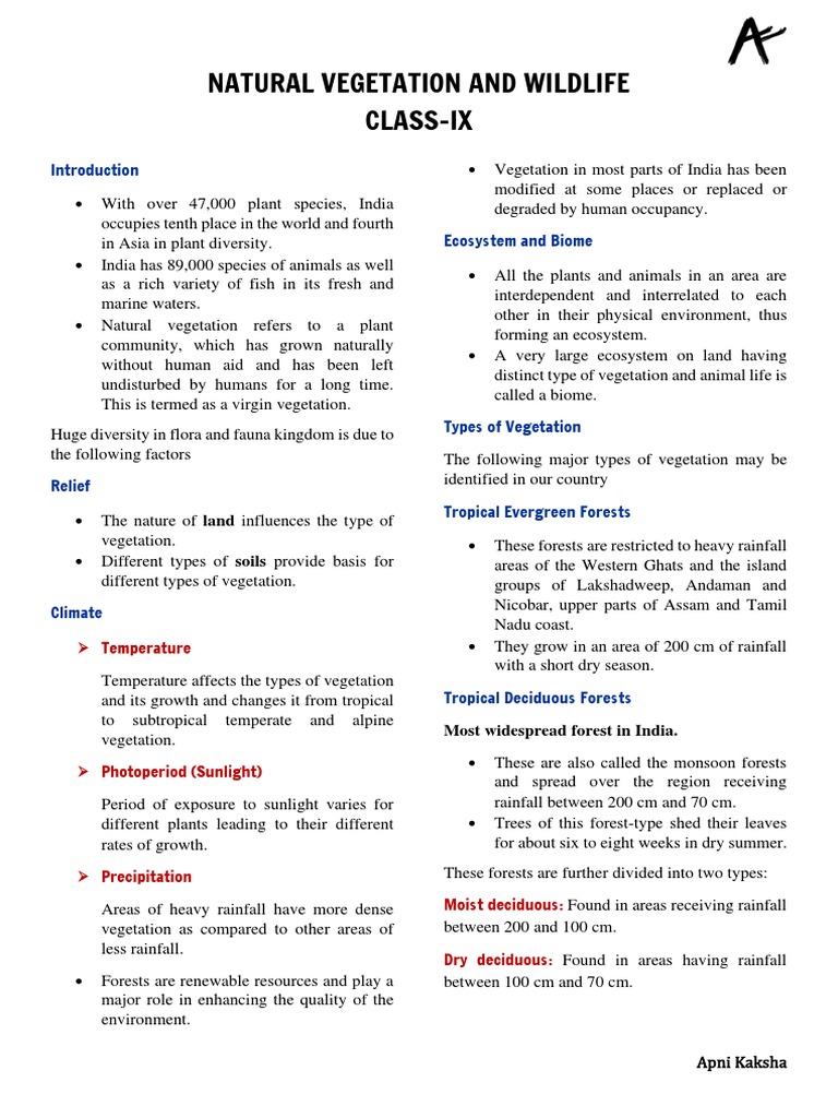Natural Vegetation and Wildlife | PDF | Forests | Tropics