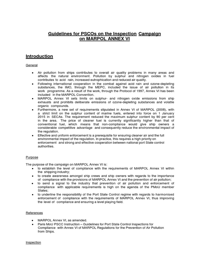 PSC Guidelines Marpol Annex VI | PDF | Fuel Oil | Pollution