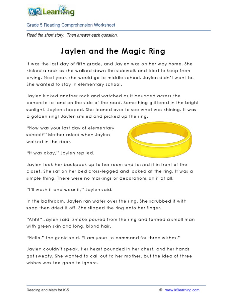 Grade 5 Story Jayden and The Magic Ring | PDF | Wellness