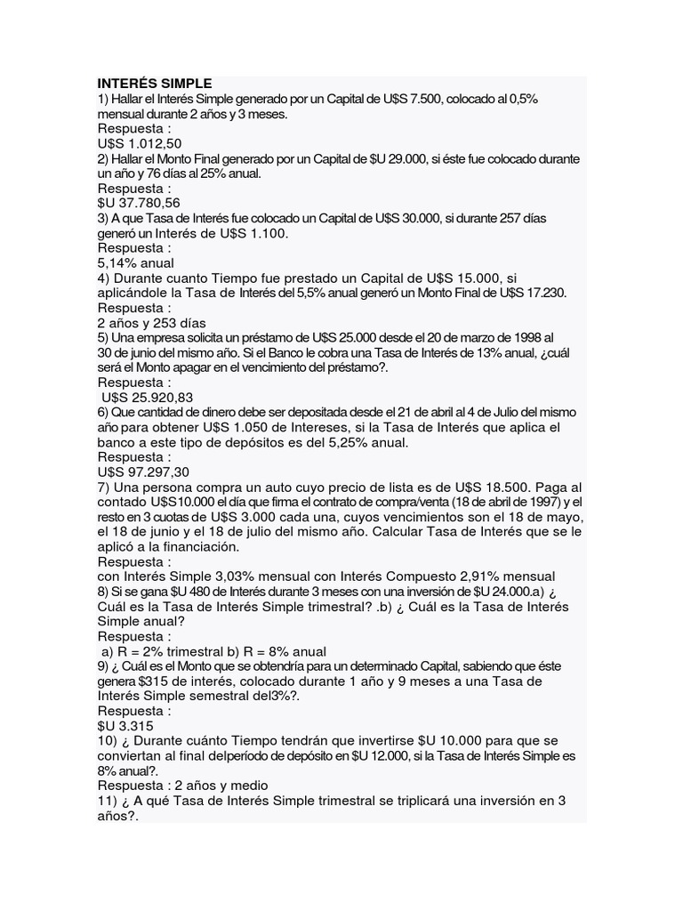 Interés Simple | PDF