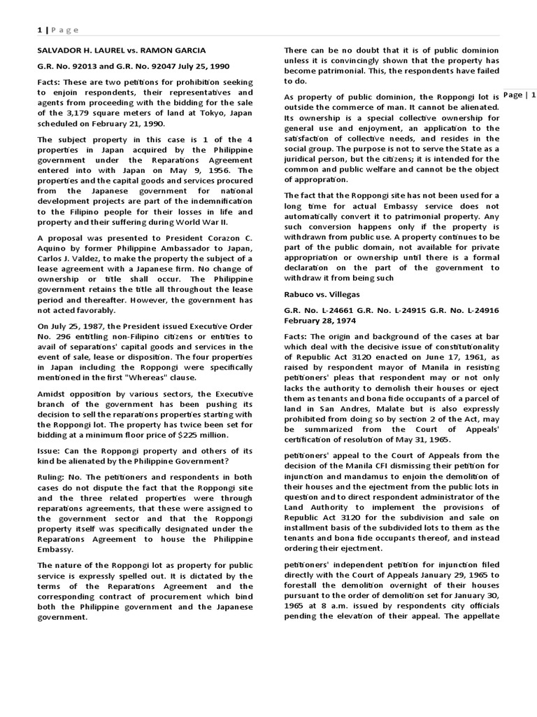 Case Digests - Property | Download Free PDF | Property | Injunction