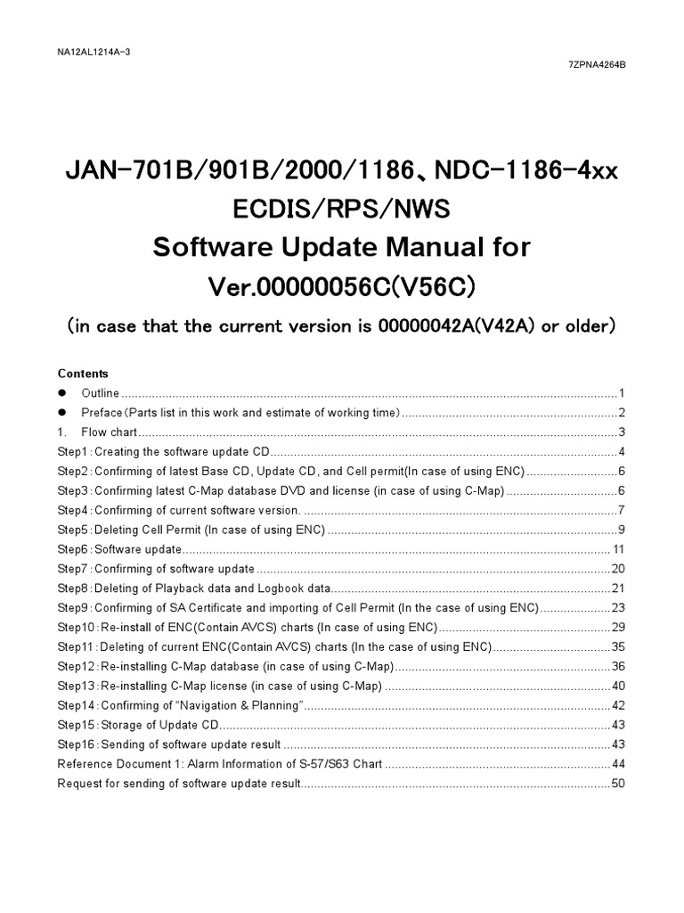Software Update Manual for JAN-701B/901B/2000/1186, NDC-1186-4xx ECDIS/RPS/NWS: Version 56C ...