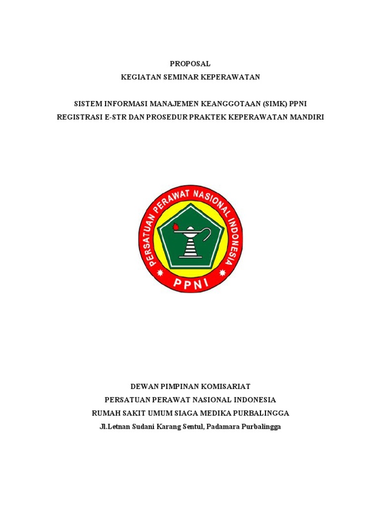 PROPOSAL WEBINAR SIMK PPNI DAN PRAKTEK PERAWAT MANDIRI SIAGA MEDIKA ...