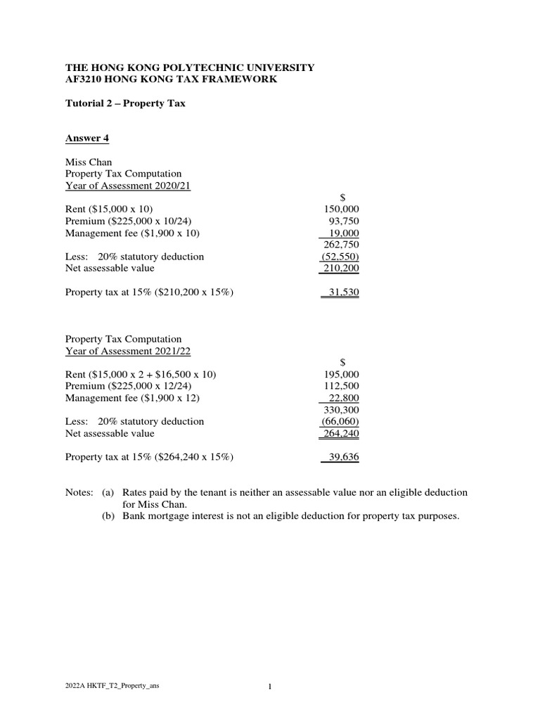 Tutorial 2 - Property Tax | PDF | Property Tax | Lease