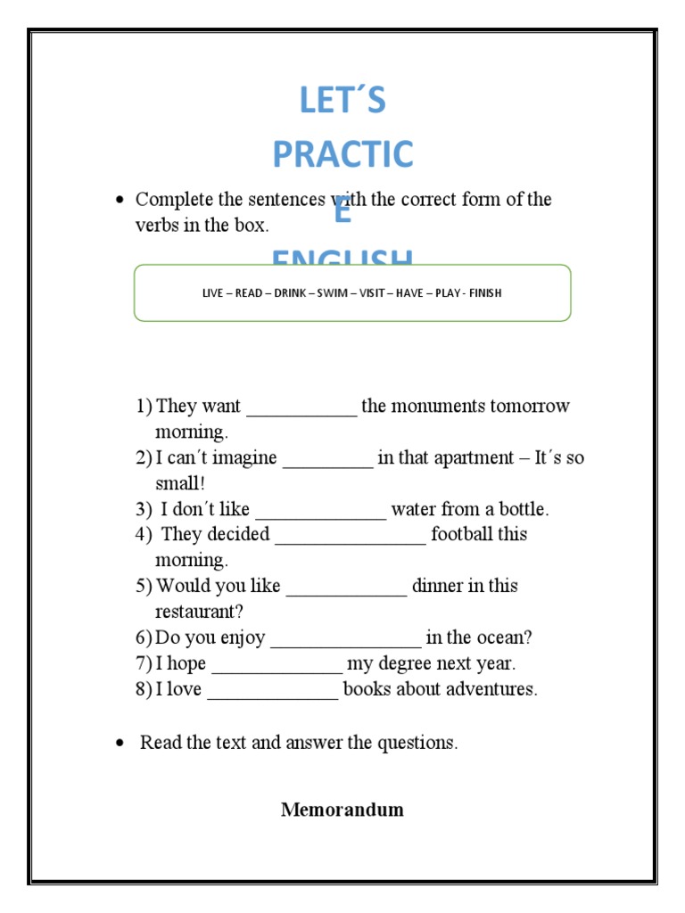 Complete The Sentences With The Correct Form Of The Verbs In The Box