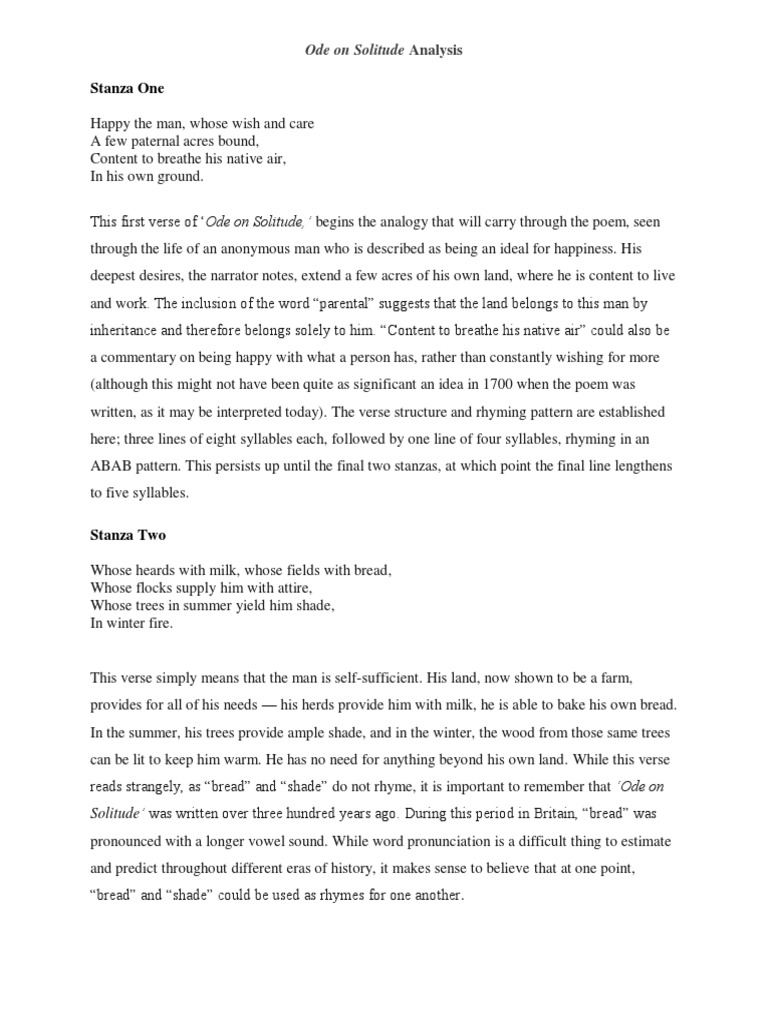 Ode On Solitude | PDF | Poetry | Alexander Pope