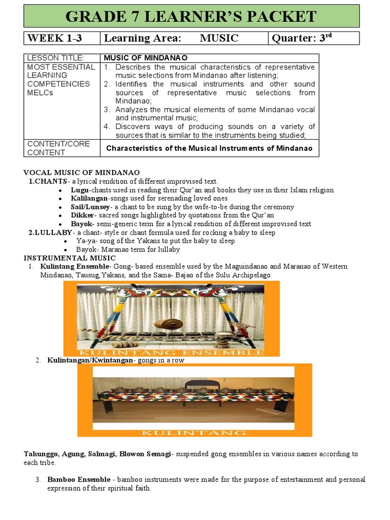 Mapeh Arts Grade7 Leap (3RD Quarter) | PDF | Foreign Language Studies