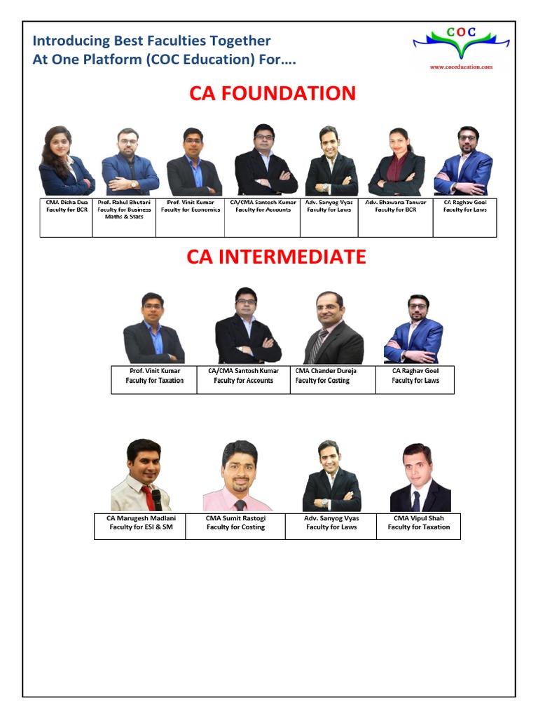 Ca Foundation: Introducing Best Faculties Together at One Platform (COC ...