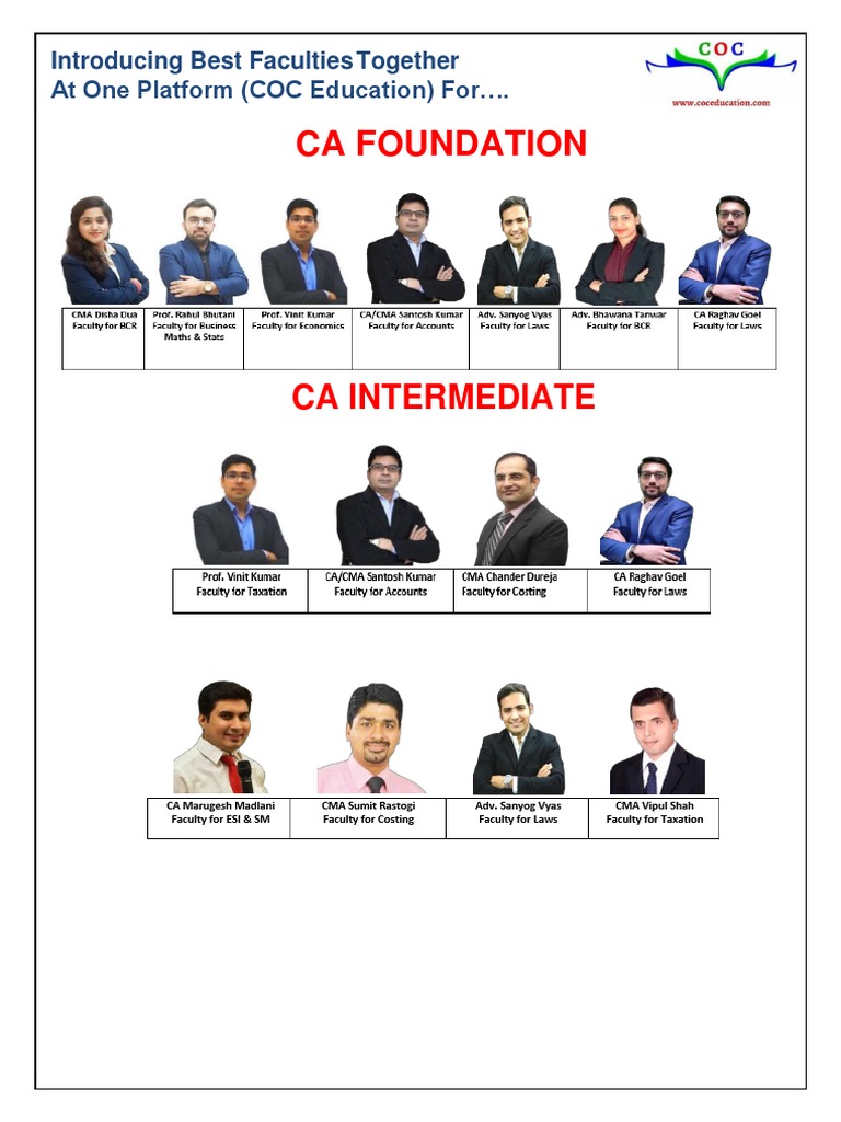 Ca Foundation: Introducing Best Faculties Together at One Platform (COC ...