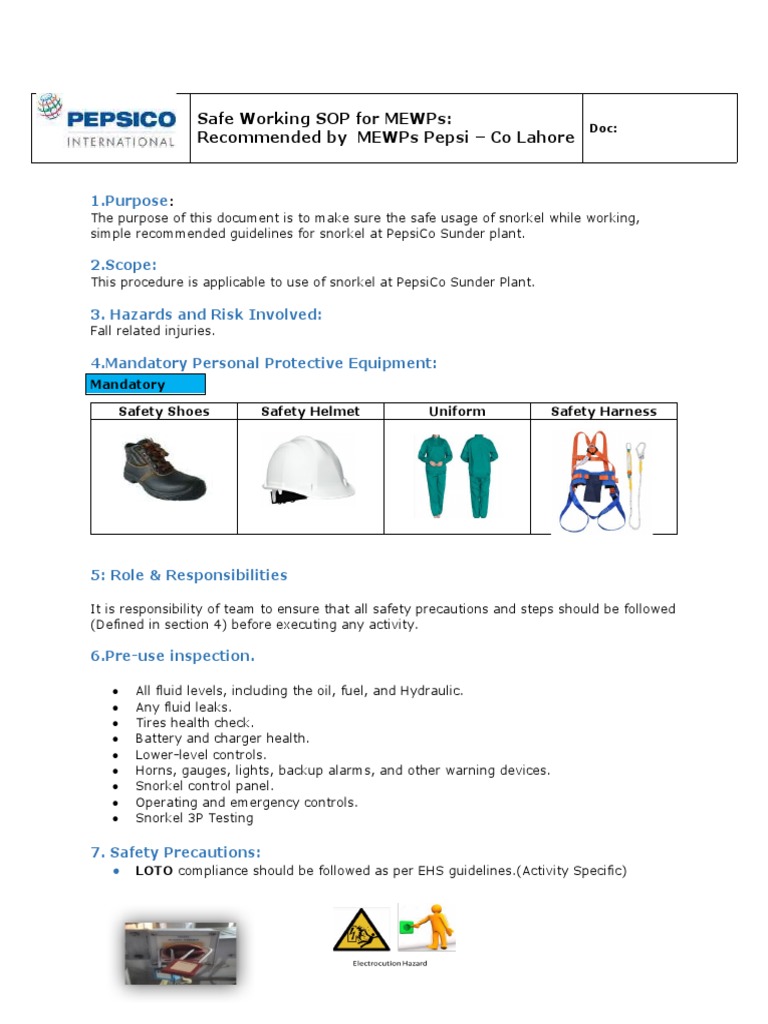 Safe SOP for MEWP Snorkel Use | PDF | Technology & Engineering
