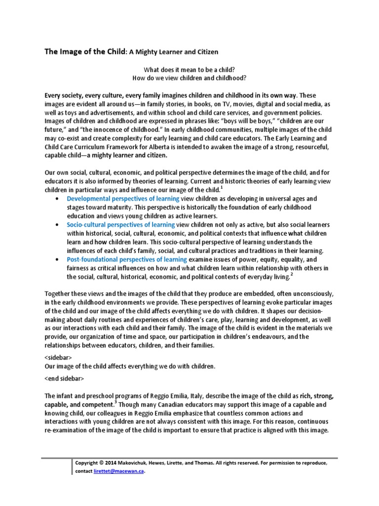 2.1 The Image of The Child, A Mighty Learner and Citizen | PDF ...