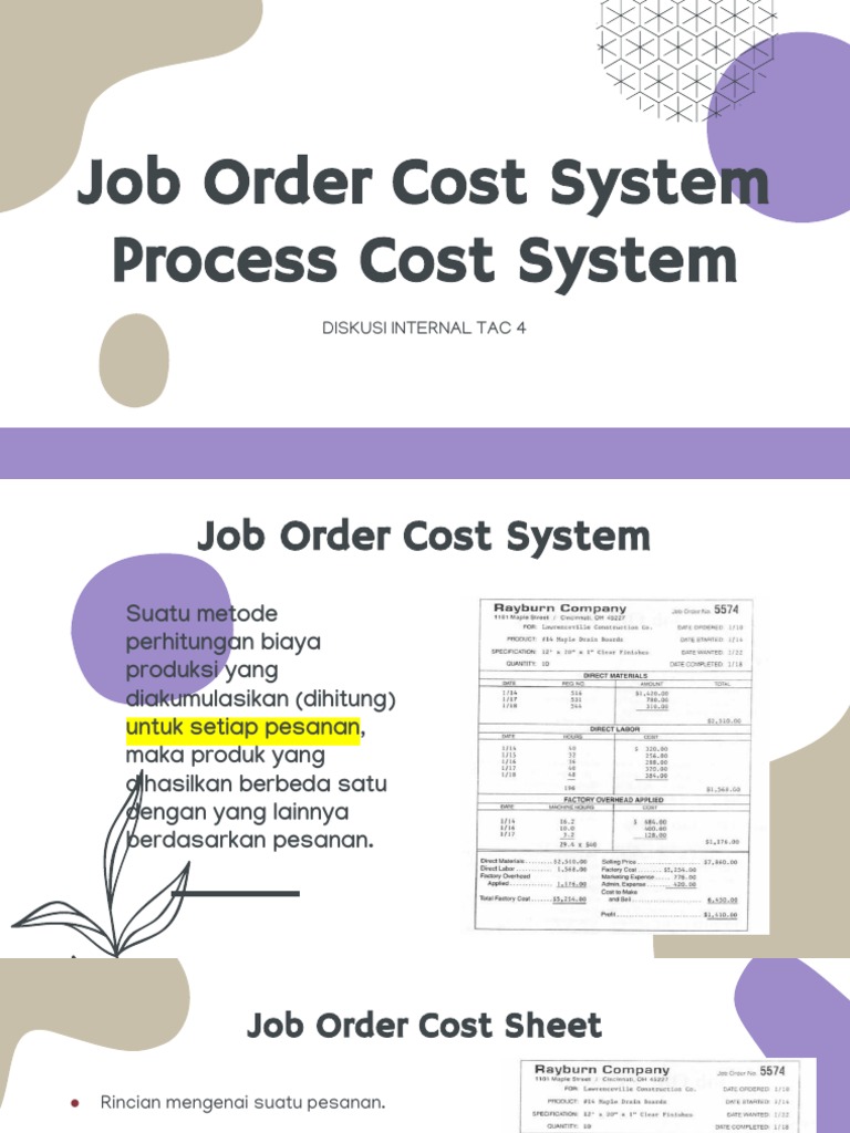 Karakteristik dan Klasifikasi Job Order Costing | PDF | Pengelolaan ...