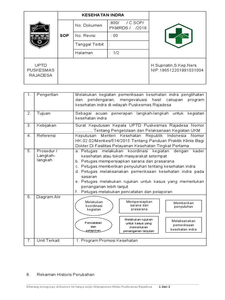 Sop Kesehatan Indra | PDF