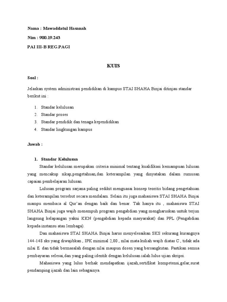 Kuis Adm - Pend | PDF