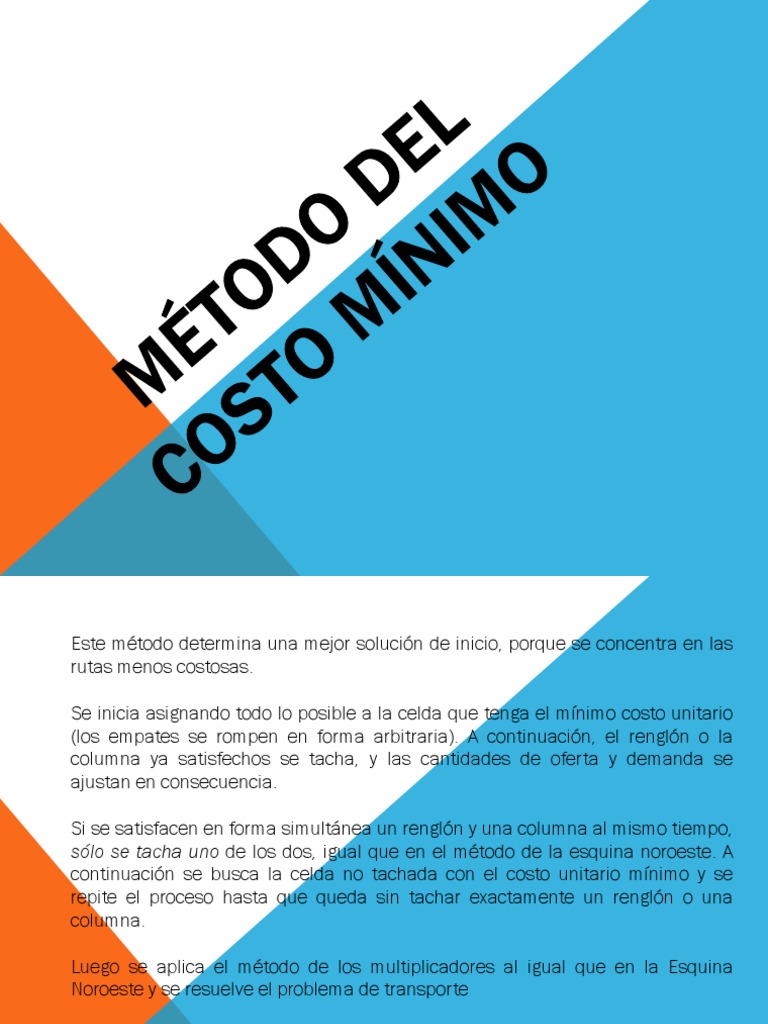 Método de costo mínimo inicial para resolver problemas de transporte | PDF