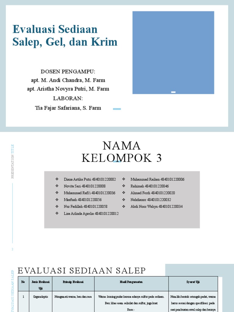 Evaluasi Sediaan Semi Solid - Kelompok 3 | PDF