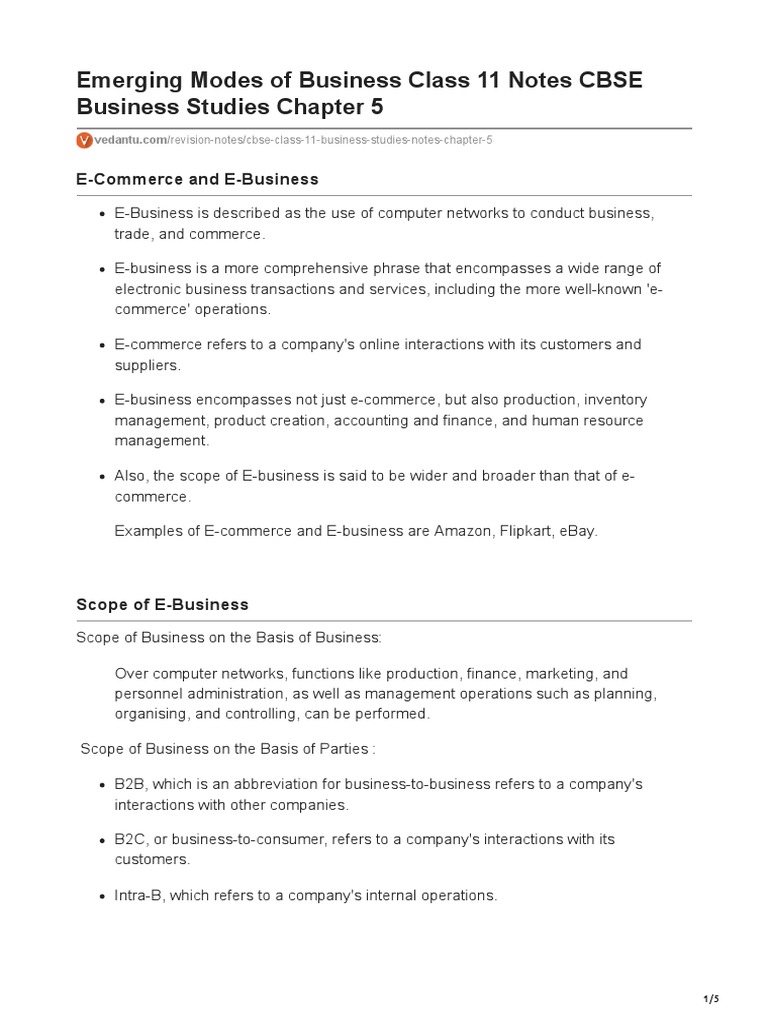 Emerging Modes of Business Class 11 Notes CBSE Business Studies Chapter ...