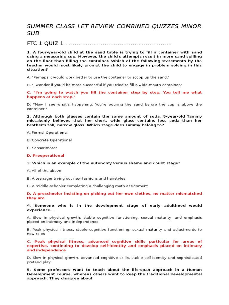 Summer Class LET Review Combined Quizzes | PDF | Educational Assessment ...