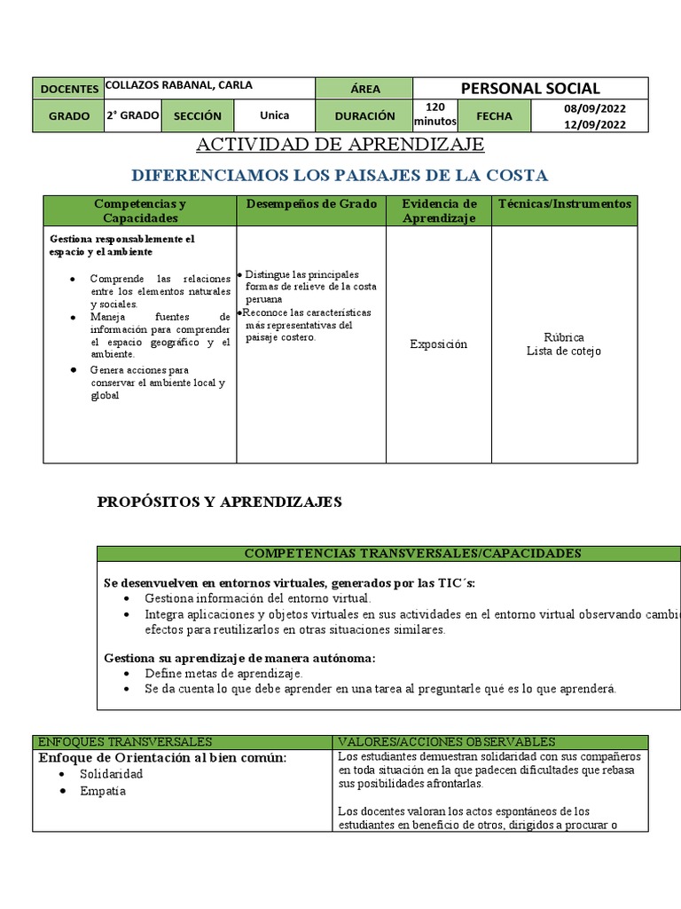 SESIÓN DE APRENDIZAJE 2do grado_CYT | PDF | Aprendizaje | Perú