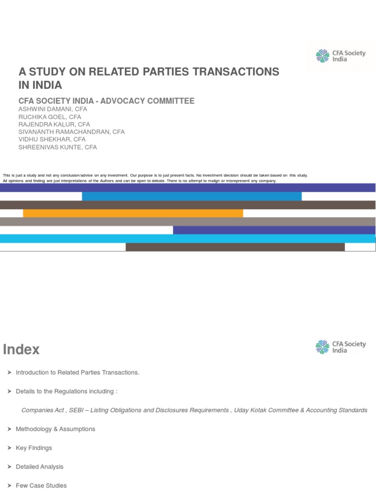 A Study On Related Parties Transactions in India: Cfa Society India ...