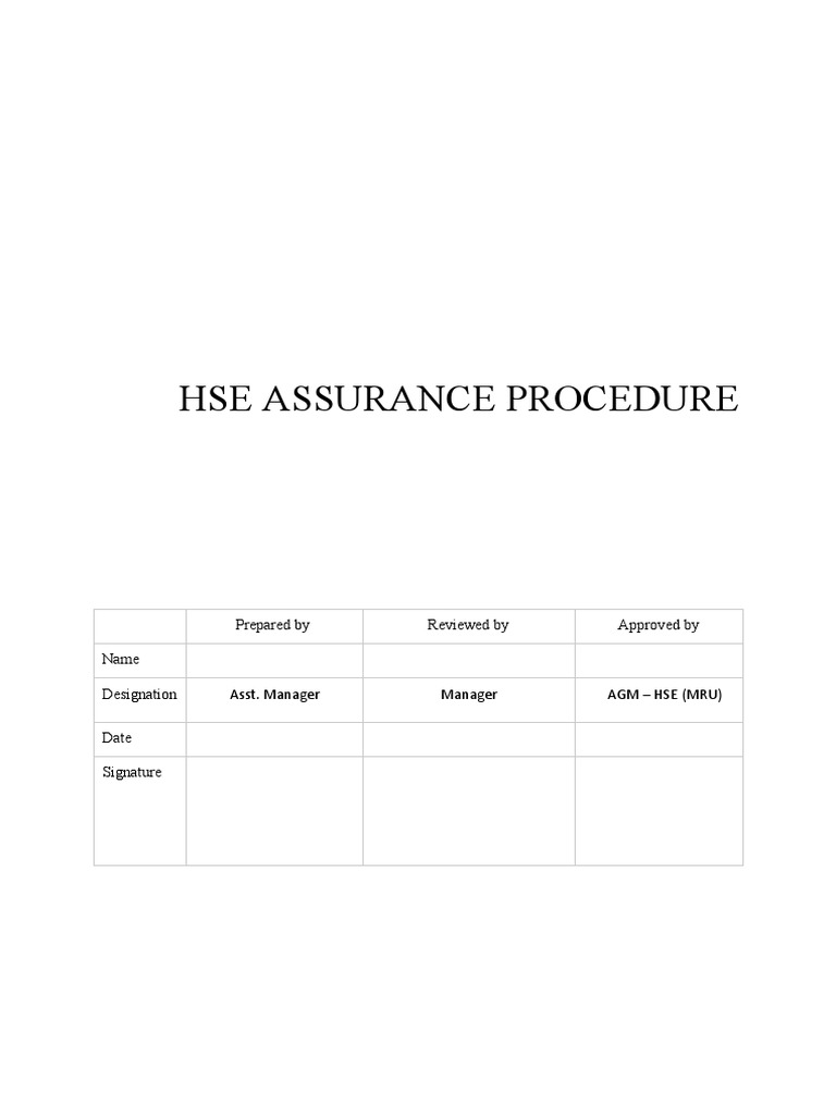 01 HSE Assurance Procedure Rev 03 | PDF | Audit | Business
