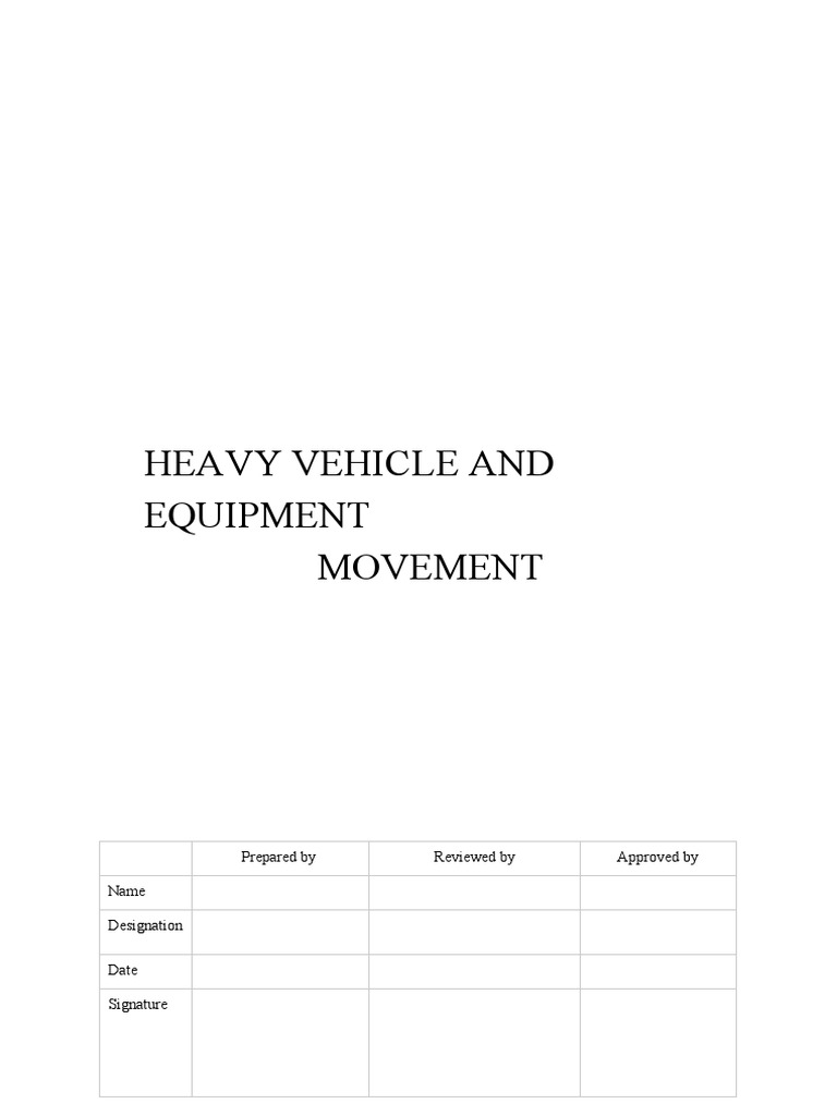 Heavy Equipment N Vehcile Movement | PDF | Truck | Vehicles