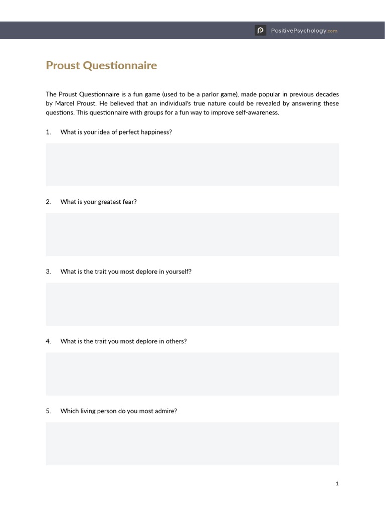 Proust Questionnaire | PDF | Psychology