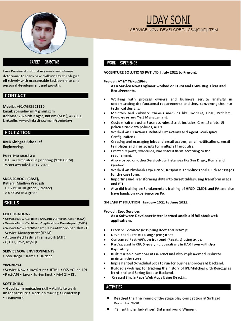 Uday Soni Servicenow | PDF | Spring Framework | Representational State ...