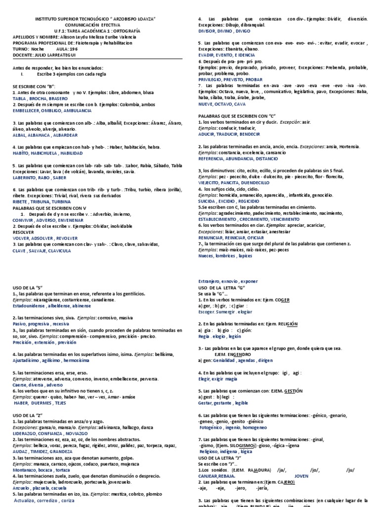 TAREA ACADÉMICA 1 - Ortografia | PDF | Lingüística