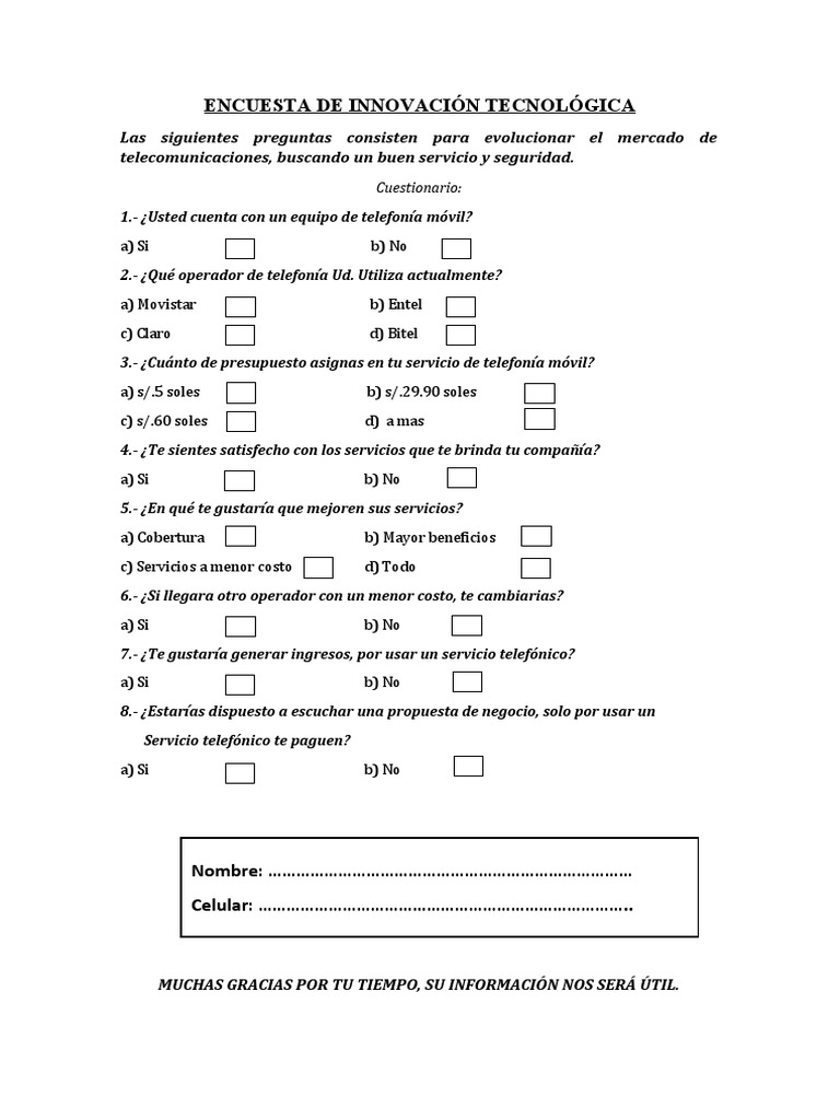 Encuesta para Tecnologia | PDF