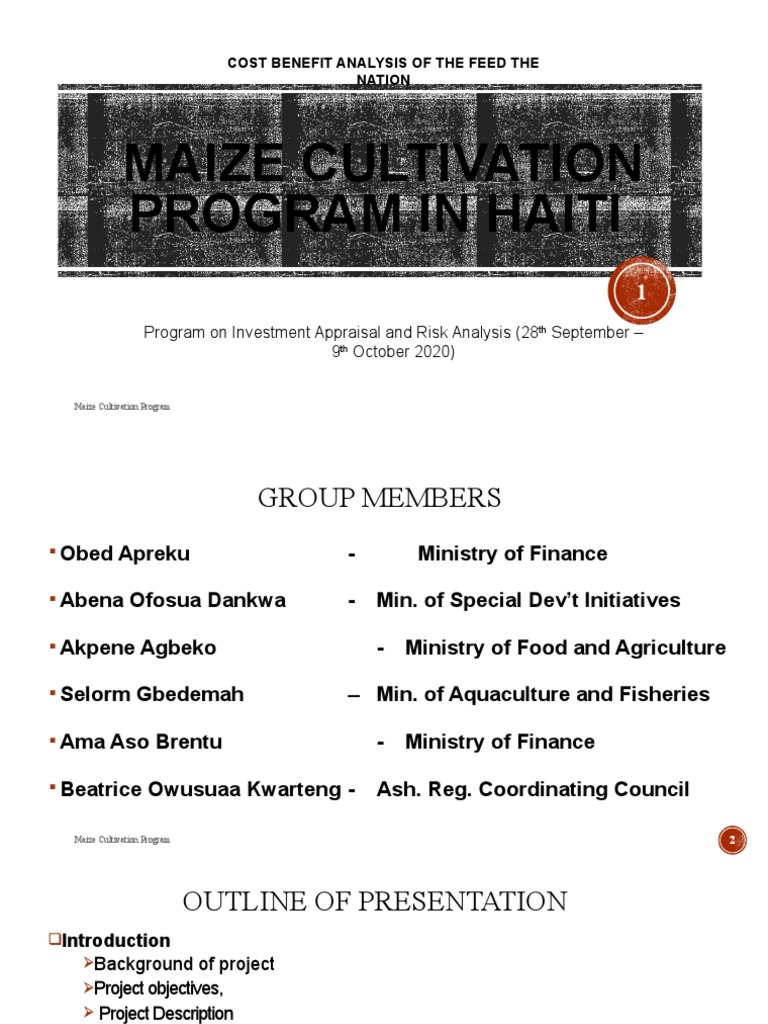 Maize Cultivation Program in Haiti: Cost Benefit Analysis of The Feed The Nation | PDF ...