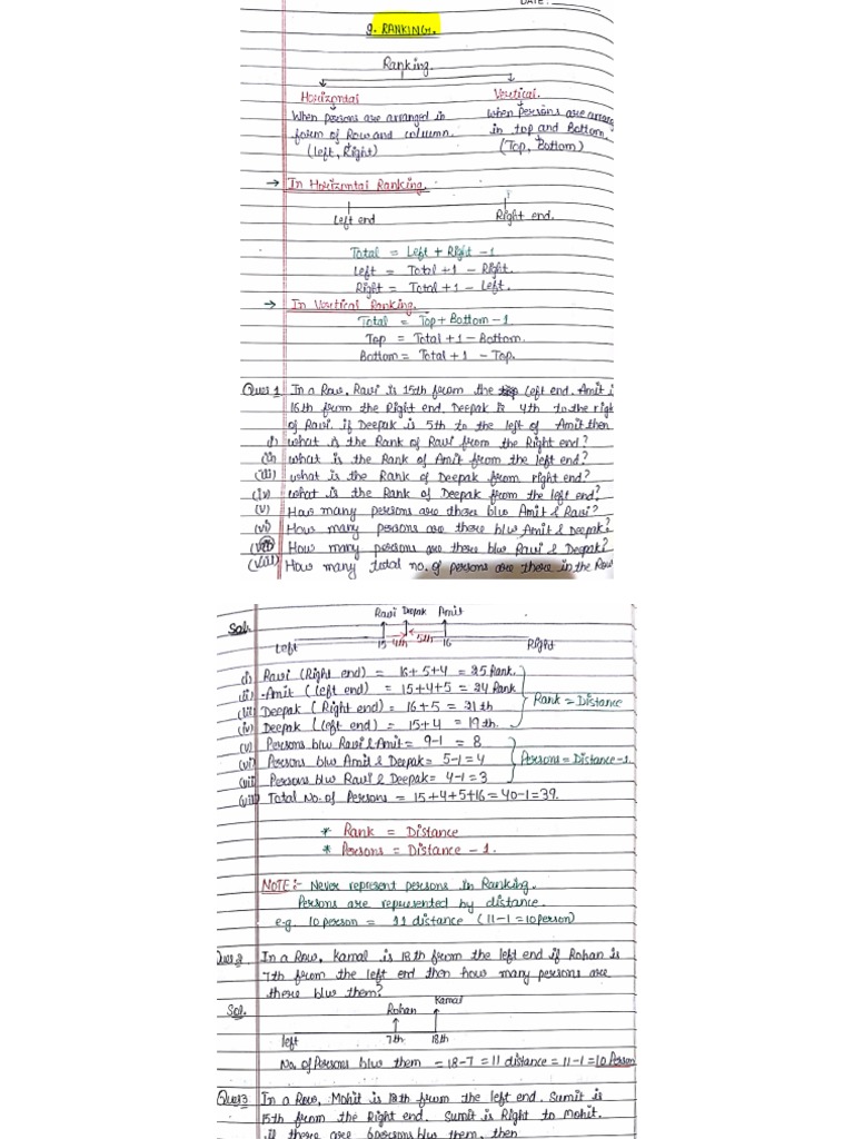 Ranking - Class - Notes Reasoning | PDF