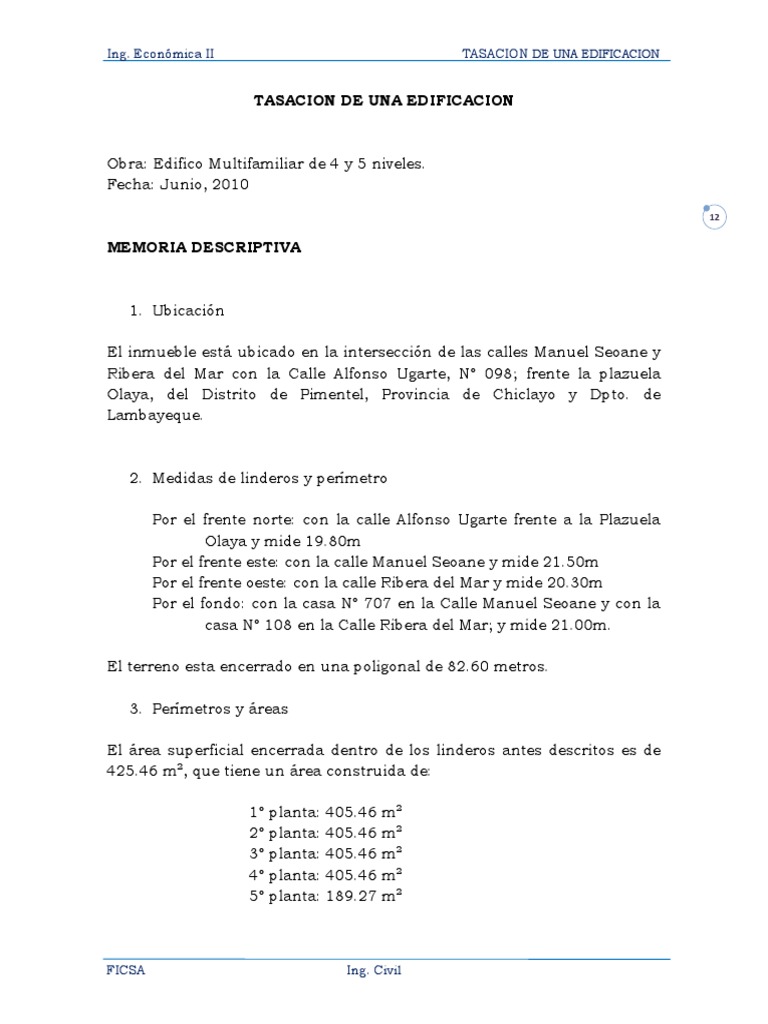 Trabajo - Tasacion Final Final | PDF | Valoración (Finanzas) | edificio