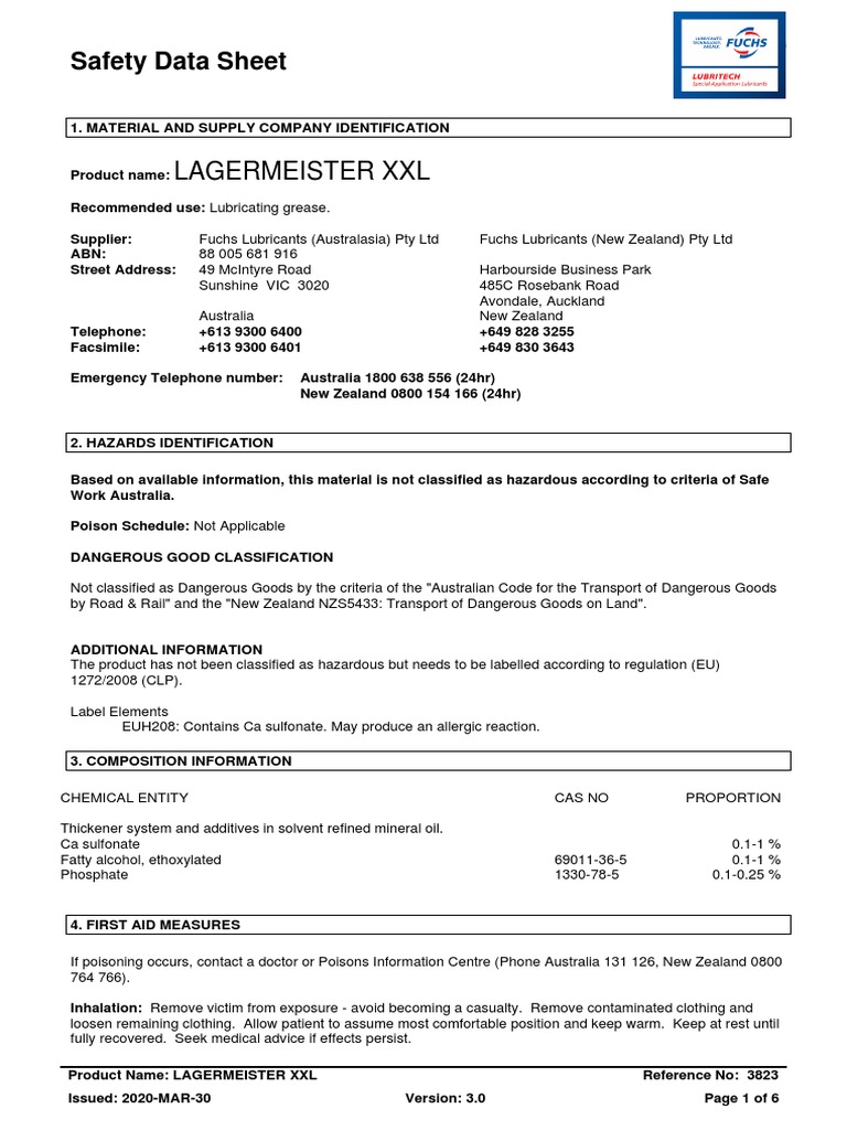 Lagermeister XXL-SDS | PDF | Toxicity | Dangerous Goods