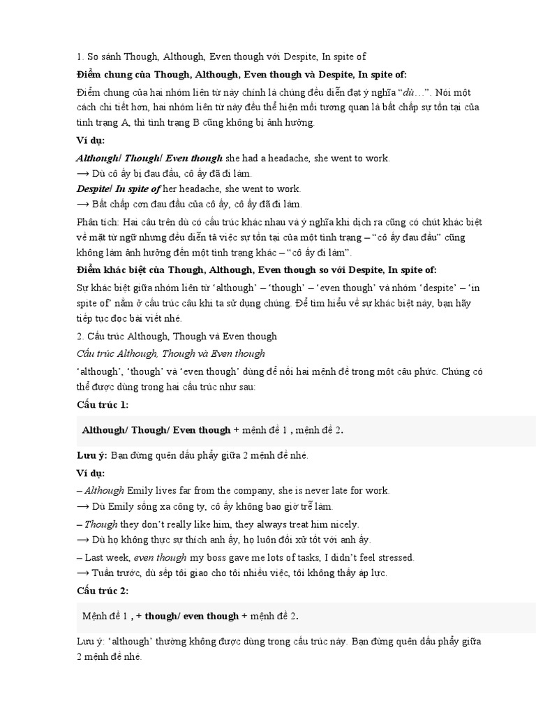 Although, Despite | PDF