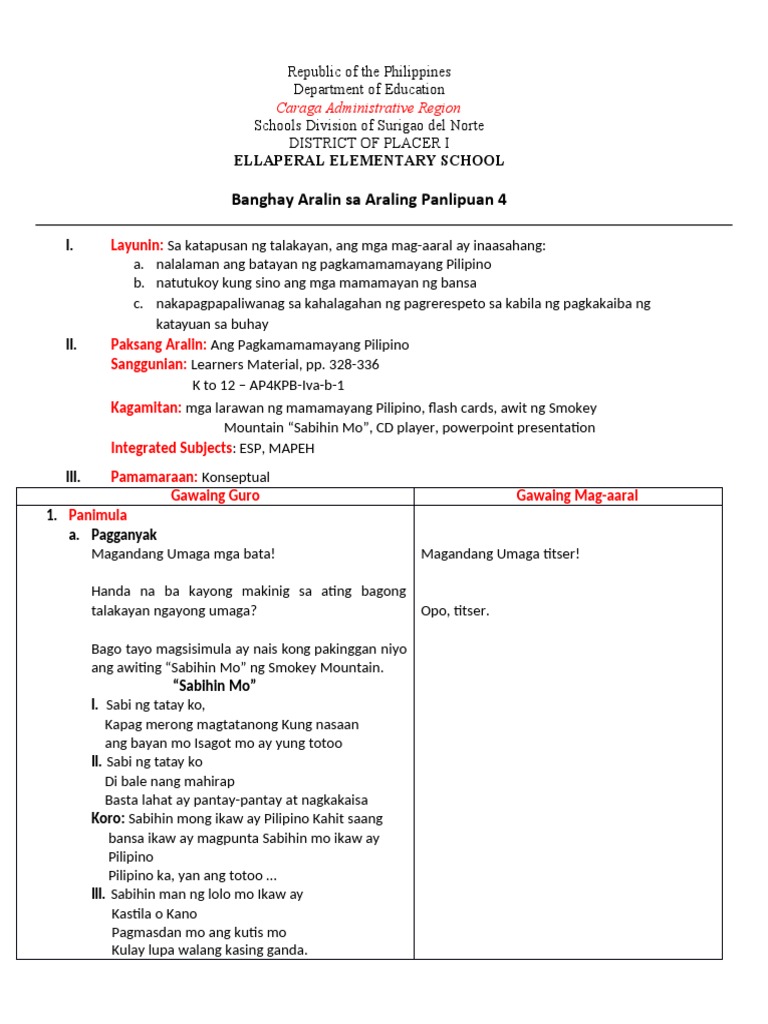 Araling - Panlipunan Cot | PDF