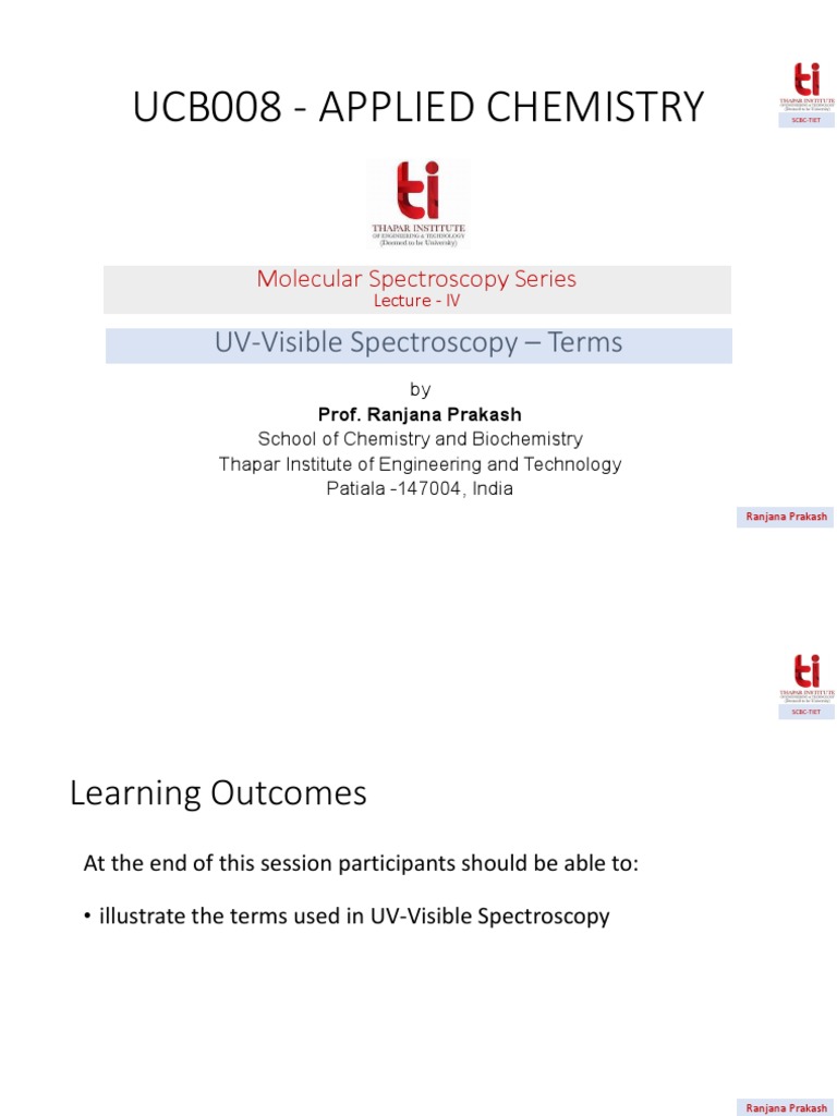 UV-Visible Spectroscopy Terms Explained | PDF | Ultraviolet–Visible ...