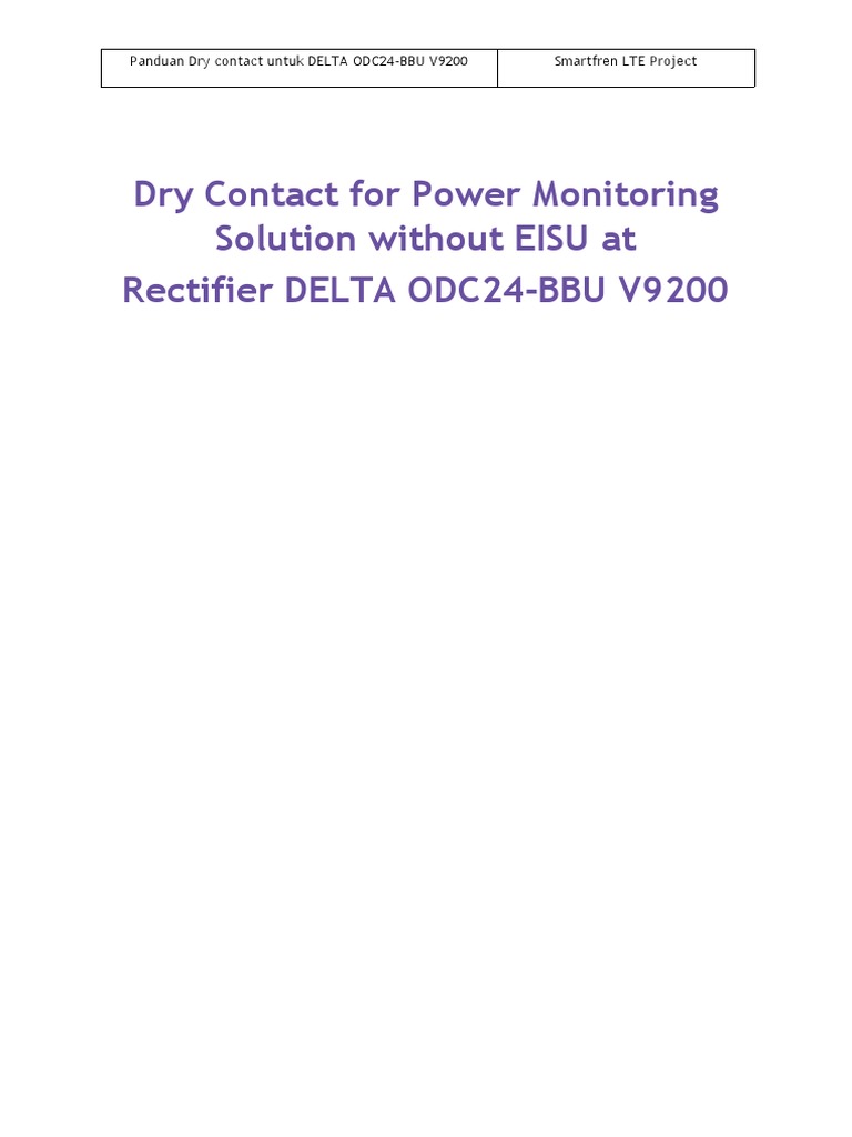 Panduan Untuk Dry Contact Rectifier Delta ODC-24 For V9200. Rev4 | PDF