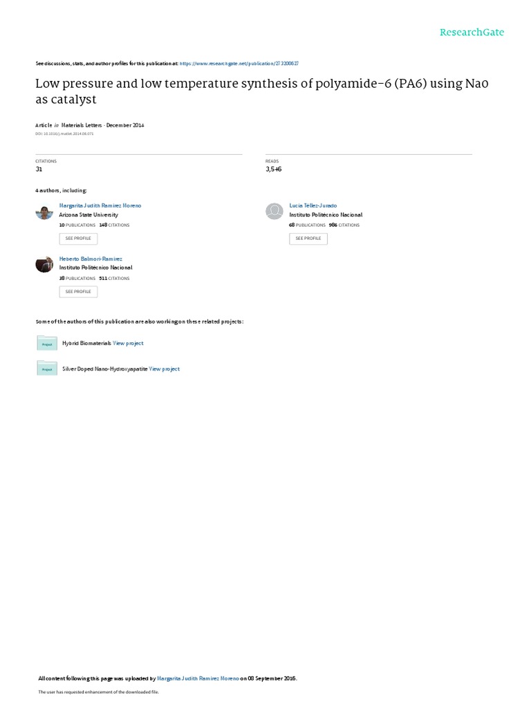 2014 ML Pa6 | PDF | Polymers | Polymerization