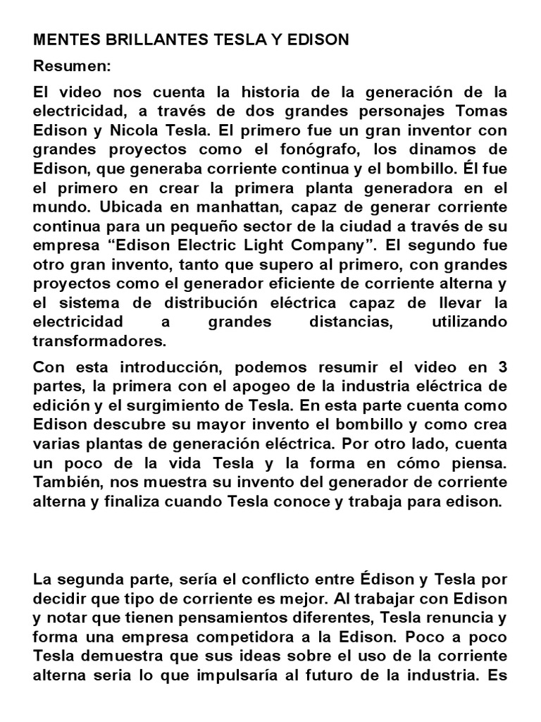 Guerra de Corrientes: Tesla vs Edison | PDF | Thomas Edison | Nikola Tesla